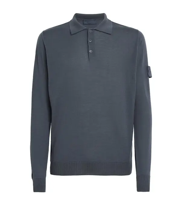 Stone Island Virgin Wool Polo Sweater - Blue