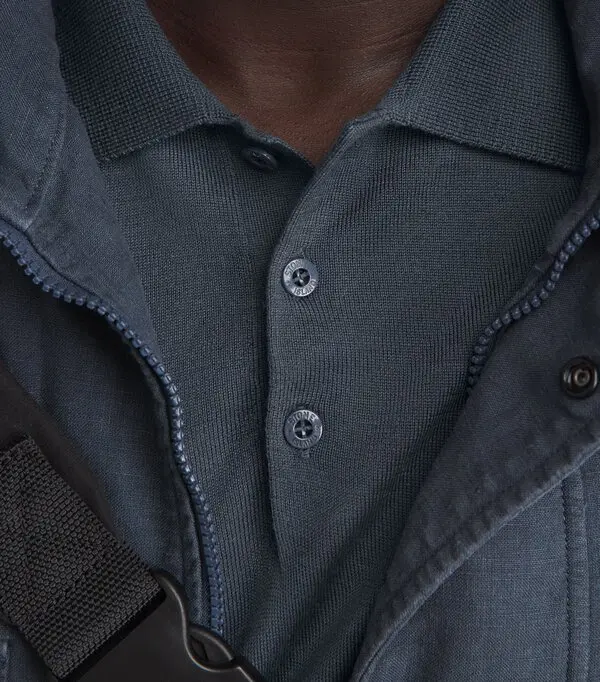 Stone Island Virgin Wool Polo Sweater - Blue