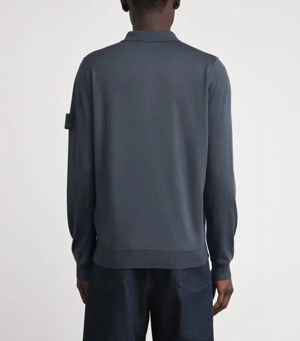 Stone Island Virgin Wool Polo Sweater - Blue