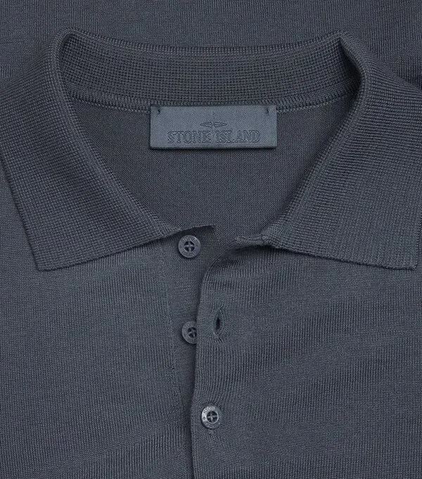 Stone Island Virgin Wool Polo Sweater - Blue