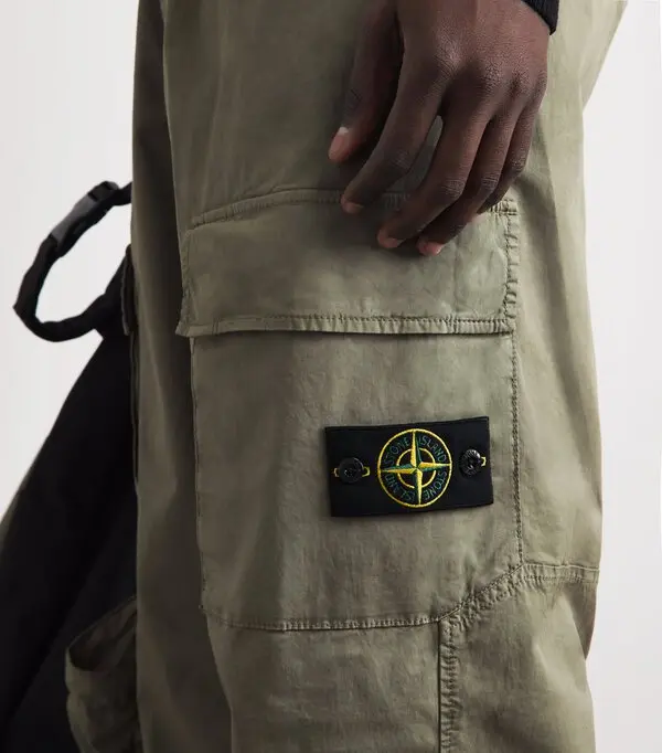 Stone Island Stretch Organic Cotton Cargo Trousers - Green
