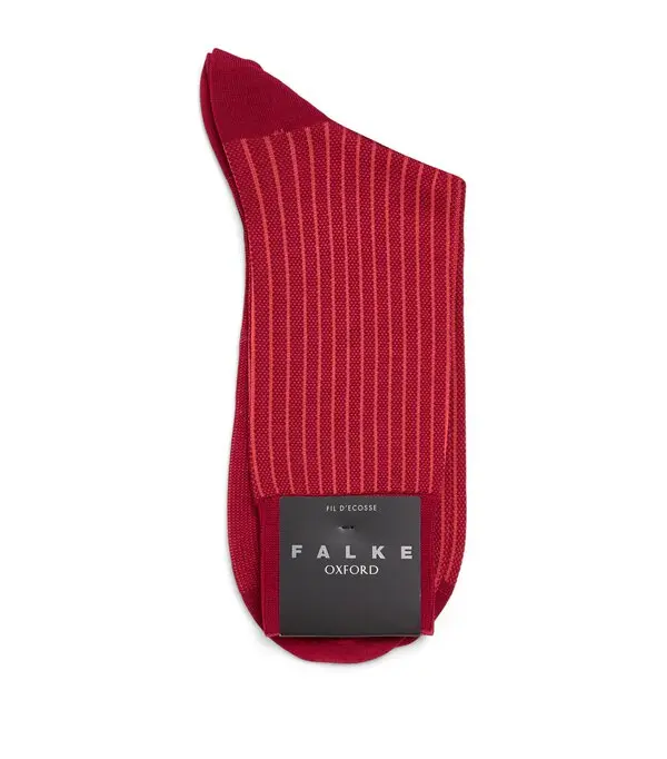Falke Cotton-blend Oxford Stripe Socks - Red