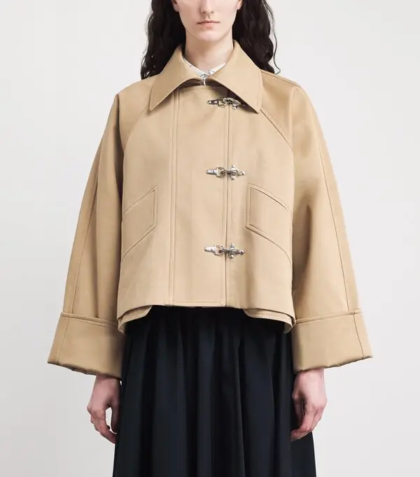 PATOU Cotton Twill Cropped Jacket - Beige