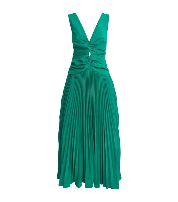 Simkhai Ruched Vivianne Midi Dress - Green