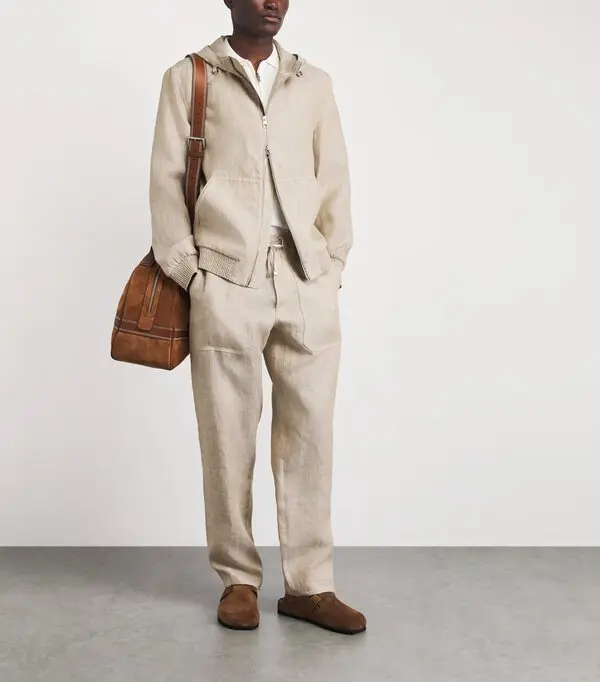 BRETT JOHNSON Linen Hooded Jacket - Beige