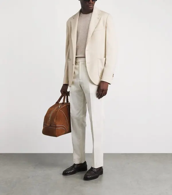 BRETT JOHNSON Linen-silk Herringbone T-shirt