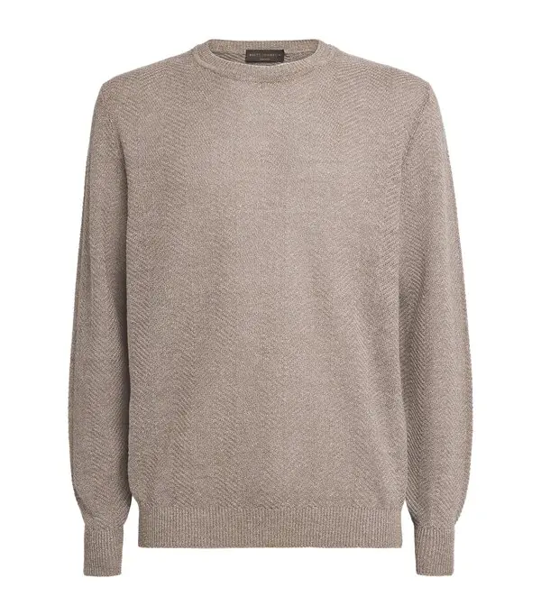 BRETT JOHNSON Linen-silk Herringbone Sweater