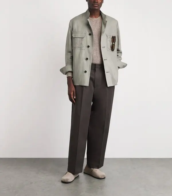 BRETT JOHNSON Linen-silk Herringbone Sweater