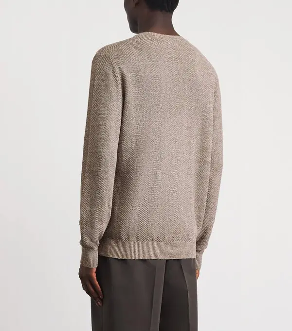 BRETT JOHNSON Linen-silk Herringbone Sweater