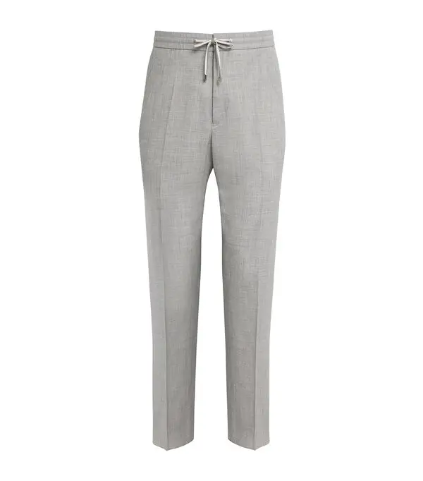 BRETT JOHNSON Wool-silk-linen Drawstring Trousers - Grey