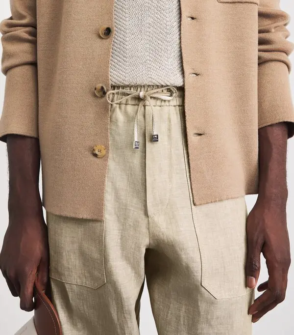 BRETT JOHNSON Linen Drawstring Trousers