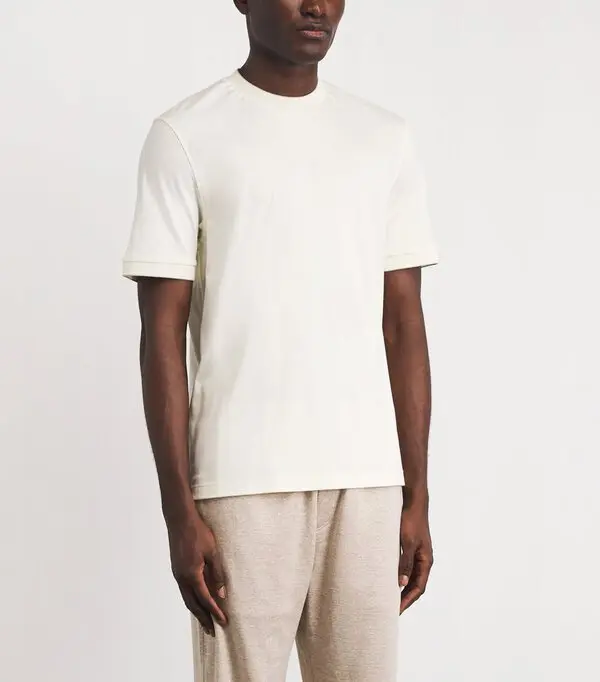 BRETT JOHNSON Cotton-silk T-shirt - Ivory