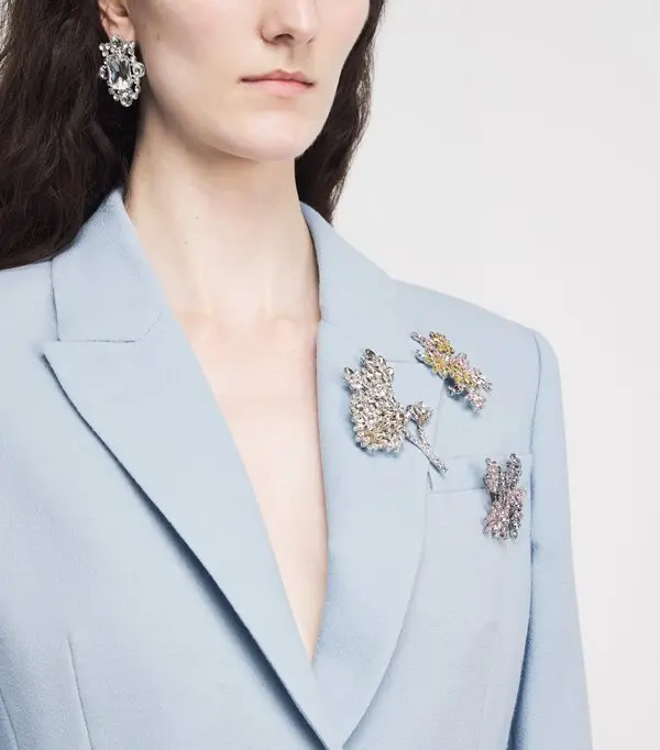 Erdem Wool Crepe Crystal-embellished Blazer - Blue