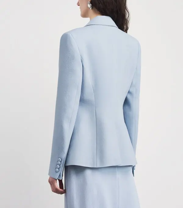 Erdem Wool Crepe Crystal-embellished Blazer - Blue
