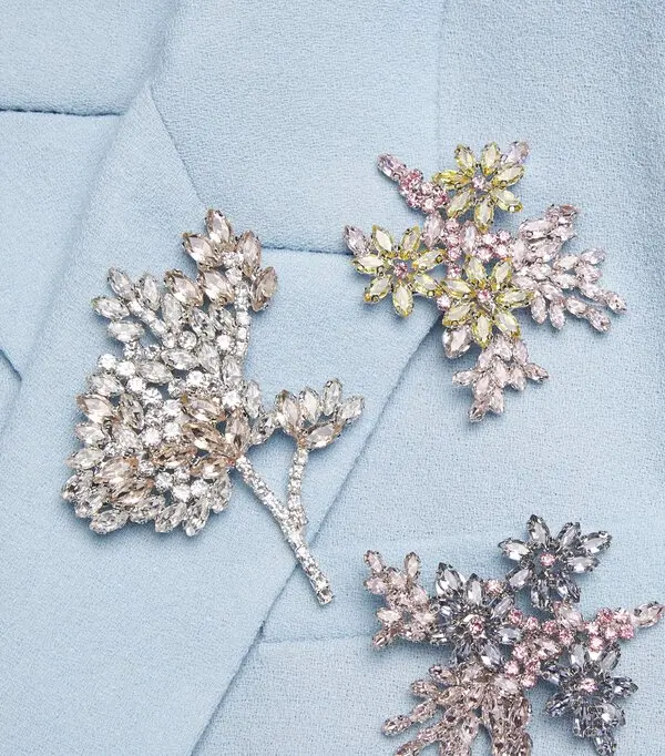 Erdem Wool Crepe Crystal-embellished Blazer - Blue