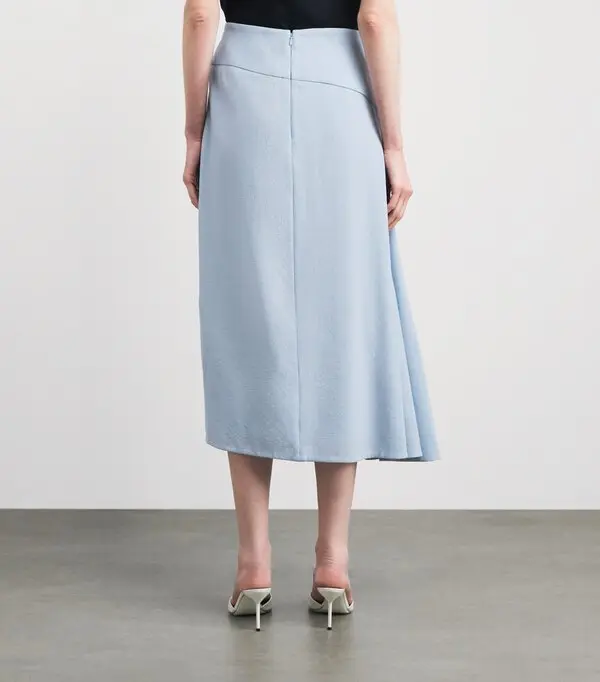 Erdem Wool Crepe Draped Midi Skirt