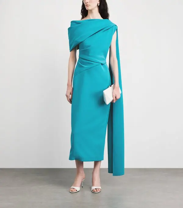 ROKSANDA Maite Draped Midi Dress - Blue