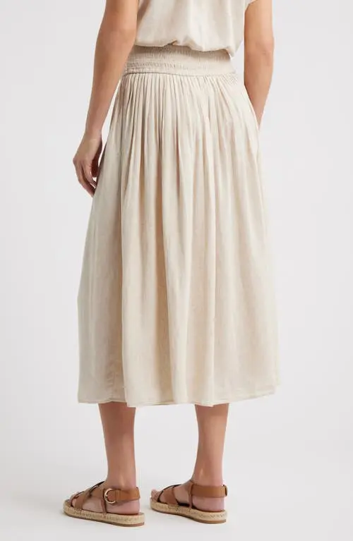 Caslon Pull-on Linen Blend Midi Skirt - Flax