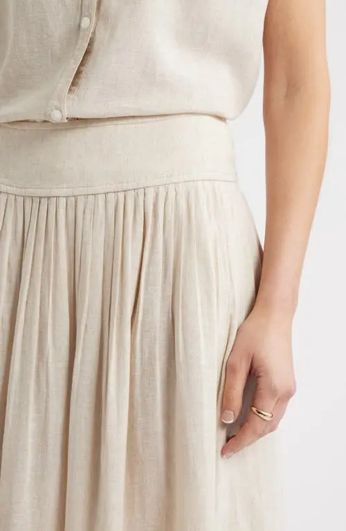 Caslon Pull-on Linen Blend Midi Skirt - Flax