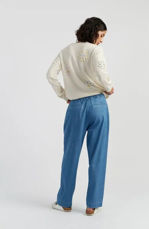 Chinti & Parker Chambray Daisy Wide-leg Trousers