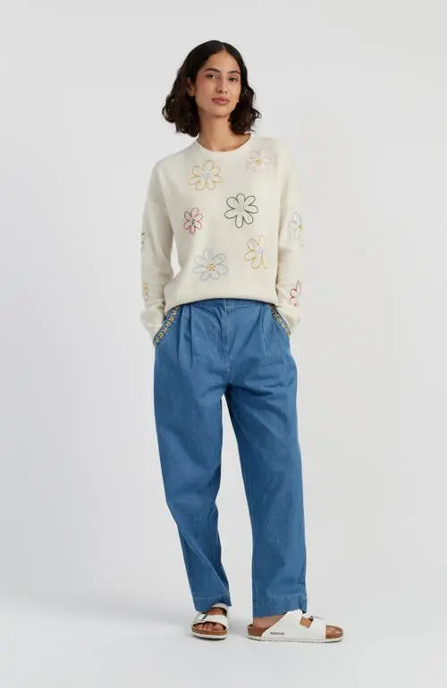 Chinti & Parker Chambray Daisy Wide-leg Trousers