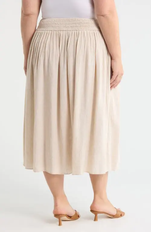Caslon Pleated Linen Blend Midi Skirt