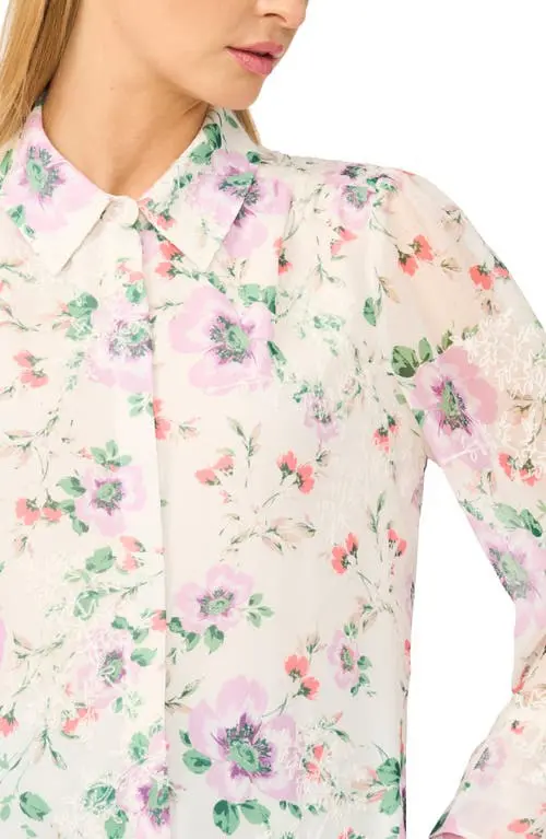 CECE DUPRAZ Floral Print Ruffle Cuff Shirt