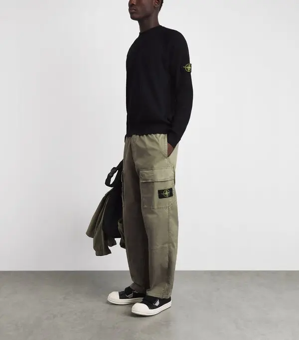 Stone Island Stretch Organic Cotton Cargo Trousers - Green