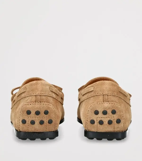 TOD'S Suede Gommino Driving Loafers - Brown