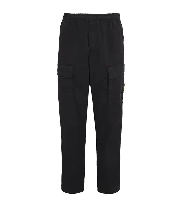 Stone Island Stretch Organic Cotton Cargo Trousers - Black