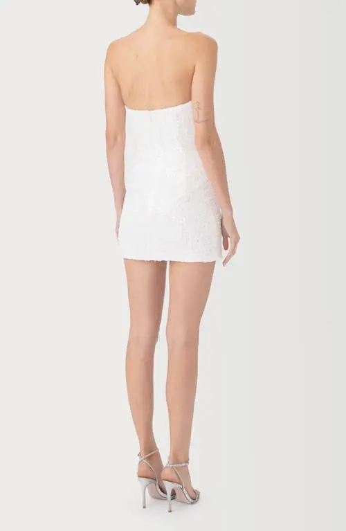 SAU LEE Lara Beaded Strapless Mini Dress