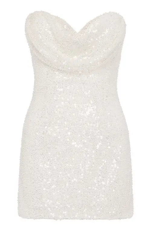 SAU LEE Lara Beaded Strapless Mini Dress