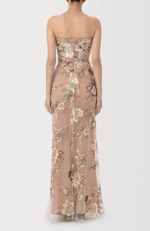 SAU LEE Pippa Floral Embellished Mesh Gown