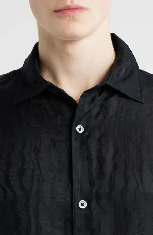 OPEN EDIT Wavy Stripe Short Sleeve Button-up Shirt