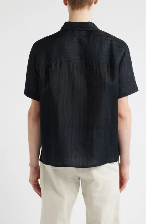 OPEN EDIT Wavy Stripe Short Sleeve Button-up Shirt