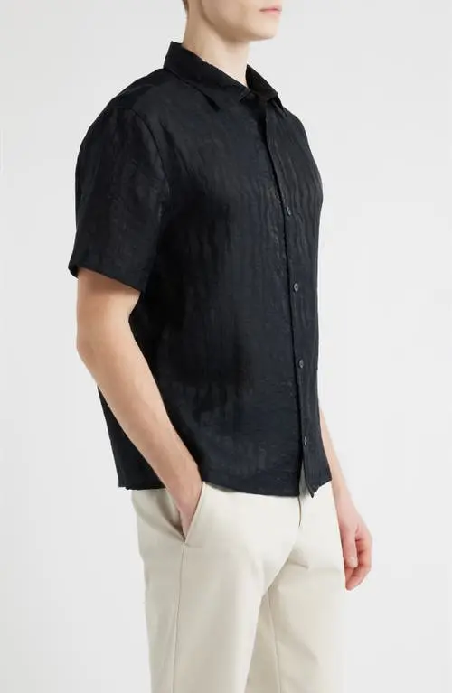 OPEN EDIT Wavy Stripe Short Sleeve Button-up Shirt