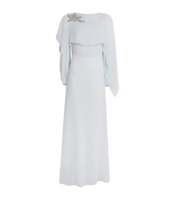 Erdem Silk Crystal Cape Gown