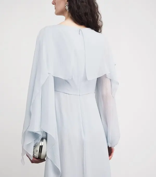 Erdem Silk Crystal Cape Gown