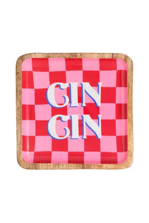 ZSA ZSA ZSU Lakri Mango Wood Tray 10x10 - Pink