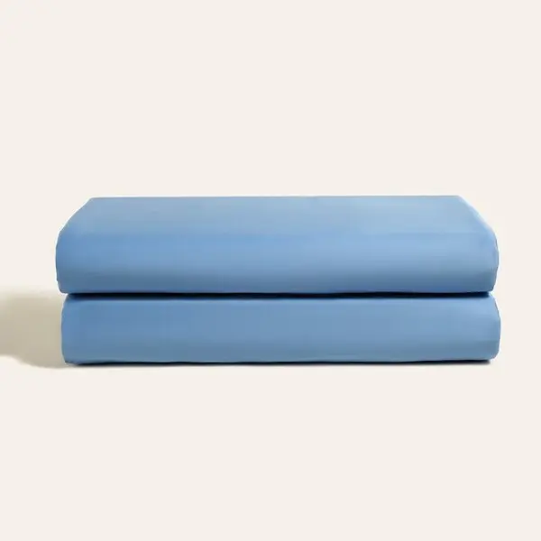 ZSA ZSA ZSU Solid Cotton Sateen 300 Thread Count Flat Sheet - Blue