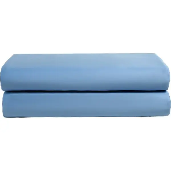 ZSA ZSA ZSU Solid Cotton Sateen 300 Thread Count Flat Sheet - Blue
