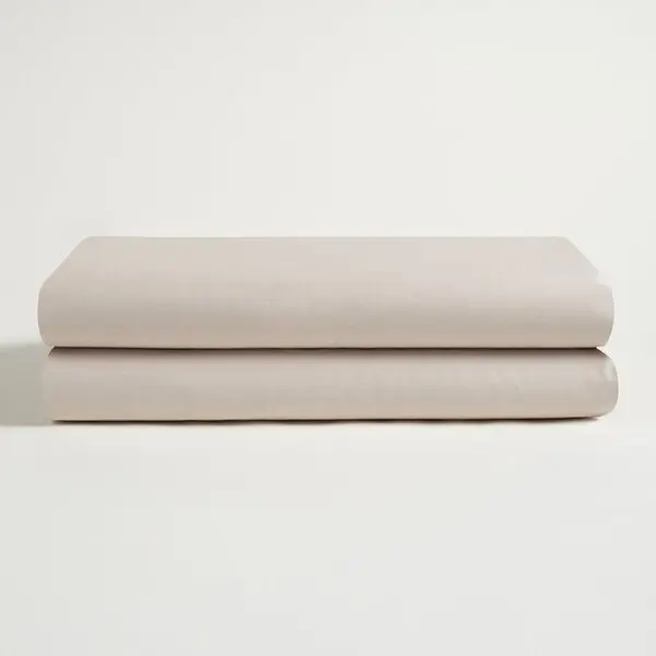 ZSA ZSA ZSU Solid Cotton Sateen 300 Thread Count Flat Sheet - Cream