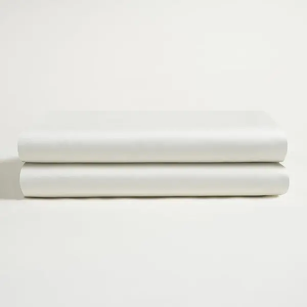 ZSA ZSA ZSU Solid Cotton Sateen 300 Thread Count Flat Sheet - Ecru