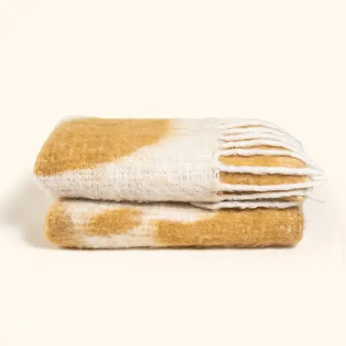 ZSA ZSA ZSU Ropar Fringed Jacquard Acrylic Wool Throw 51x71 - Beige