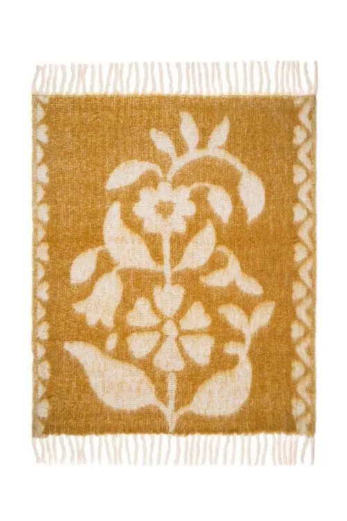 ZSA ZSA ZSU Ropar Fringed Jacquard Acrylic Wool Throw 51x71 - Beige
