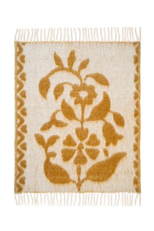 ZSA ZSA ZSU Ropar Fringed Jacquard Acrylic Wool Throw 51x71
