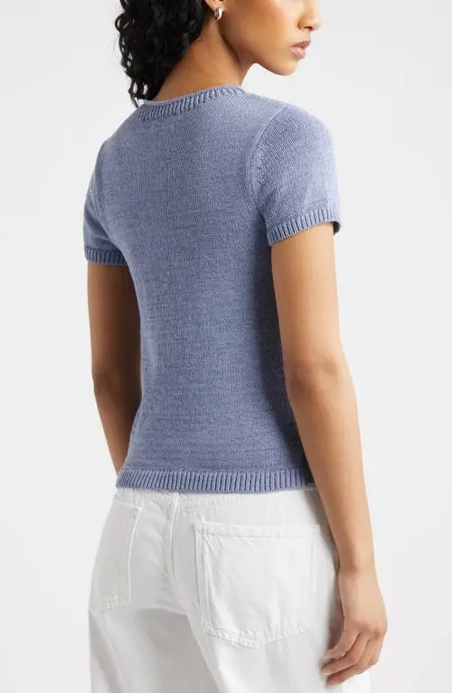OPEN EDIT Short Sleeve Cotton-blend Sweater - Blue Umbra