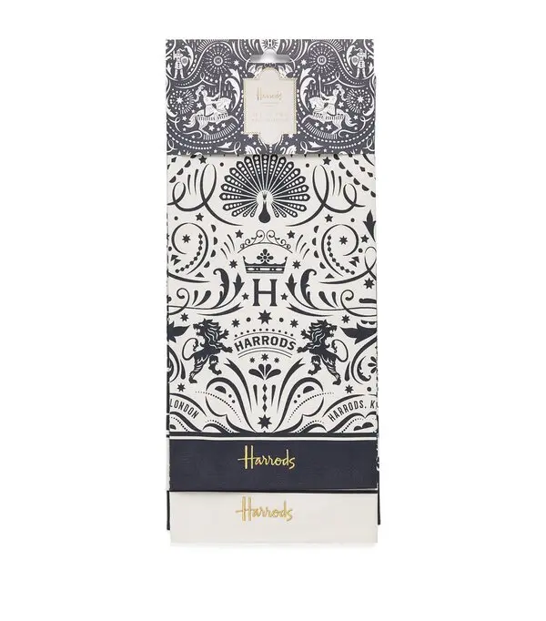 Harrods Cotton Knights Of Brompton Tea Towels - Navy