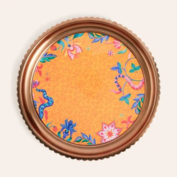 ZSA ZSA ZSU Nanpur Patterned Round Metal Decorative Tray 7x7