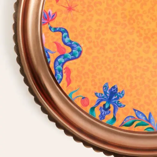 ZSA ZSA ZSU Nanpur Patterned Round Metal Decorative Tray 7x7